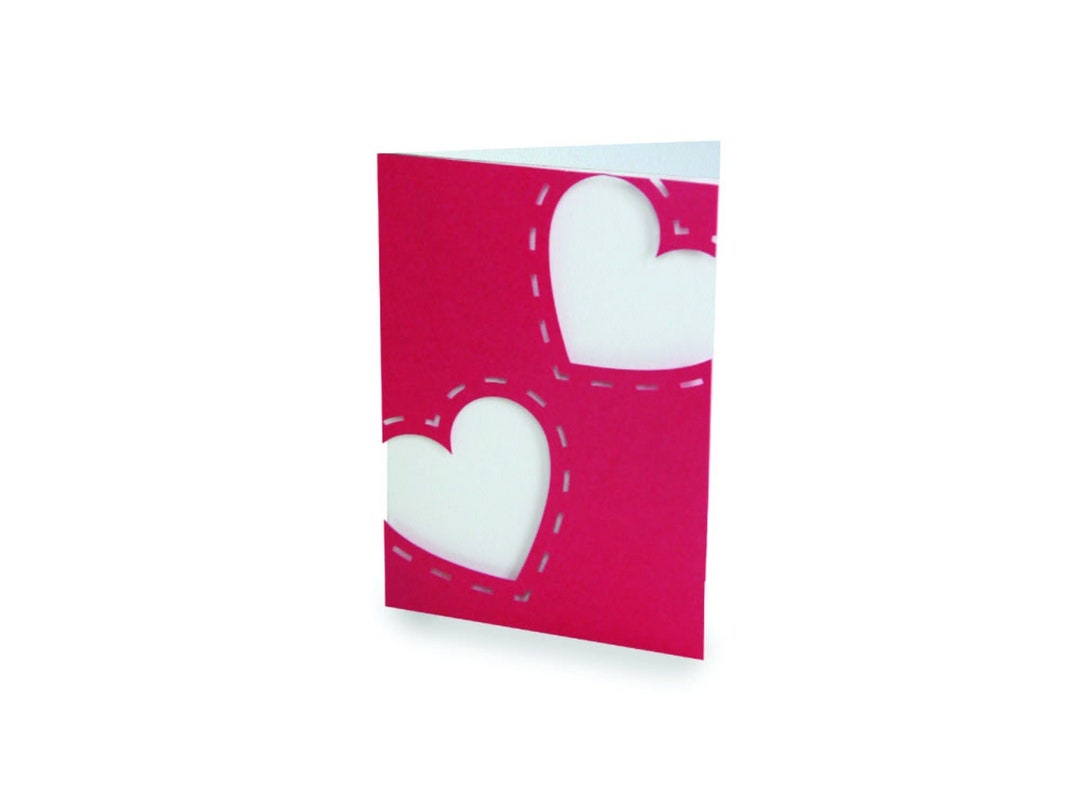 2 Hearts Card, Folded Card, Cut File, Silhouette, Cricut, Folded Card ...