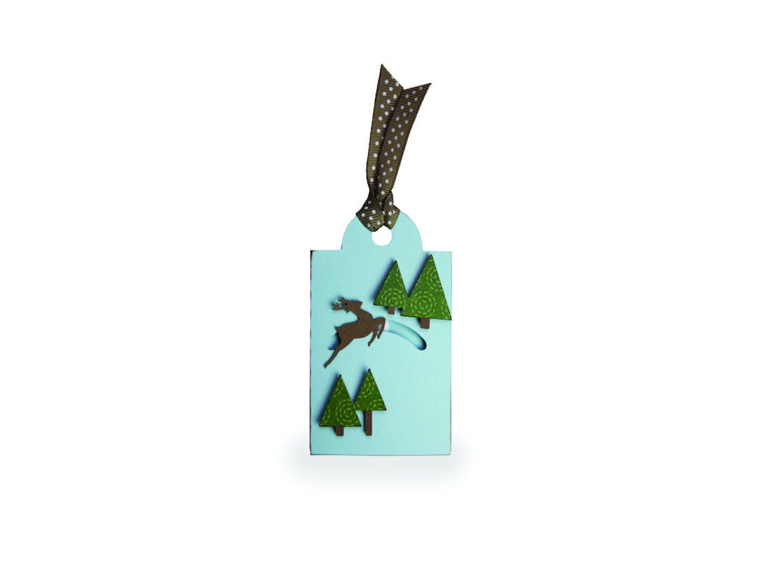 3D Motion Tag, Reindeer, Trees, Tag Svg, Dxf, Cut File, Cricut ...
