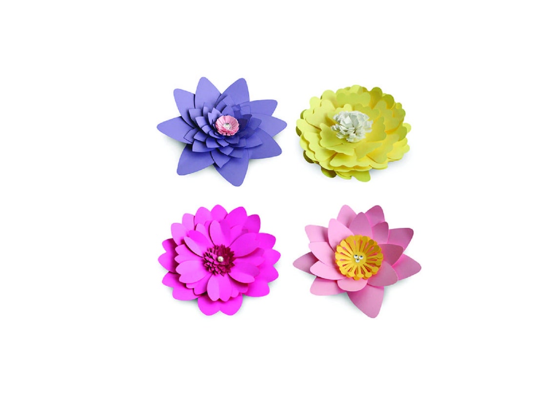3d Flower Set, 3d Paper Flower Svg, Flower Template, Paper Flower Svg ...