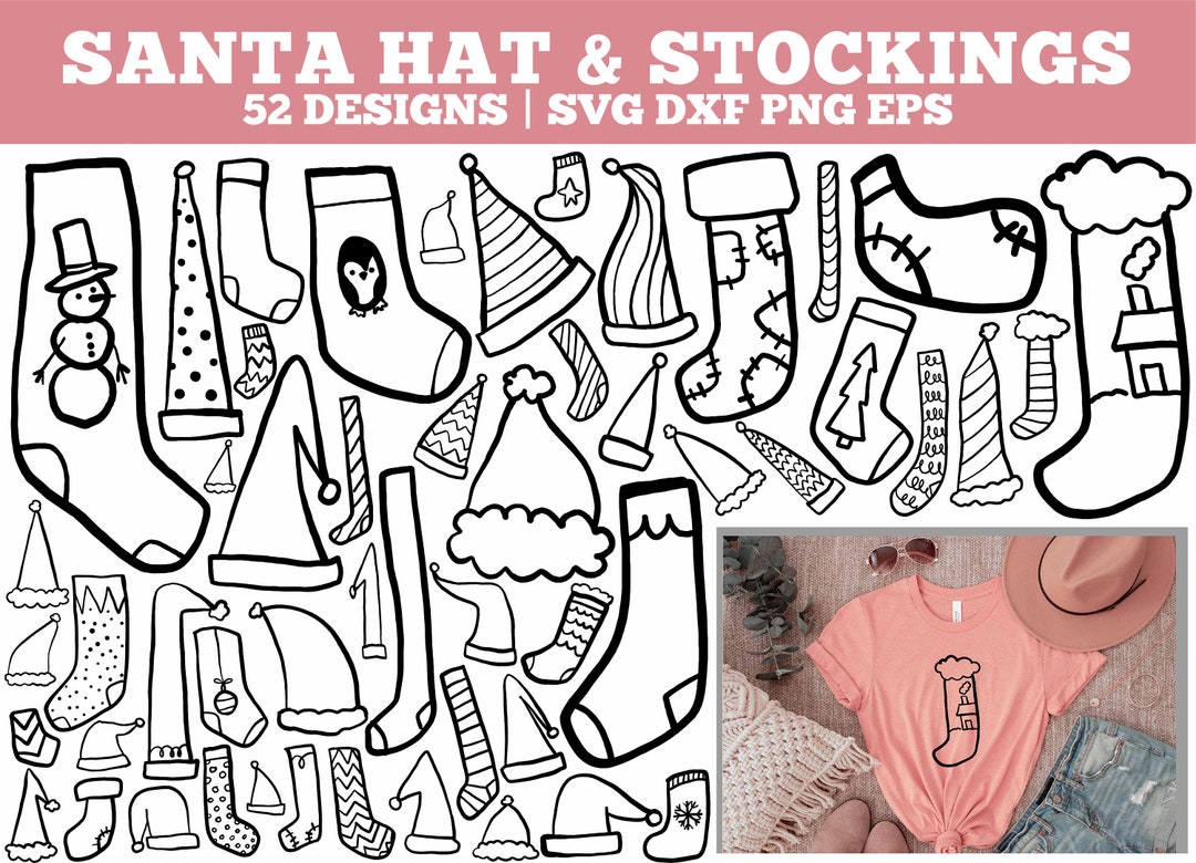 Santa Hat and Stocking SVG Bundle, Santa Hat Svg Bundle, Stocking Svg ...