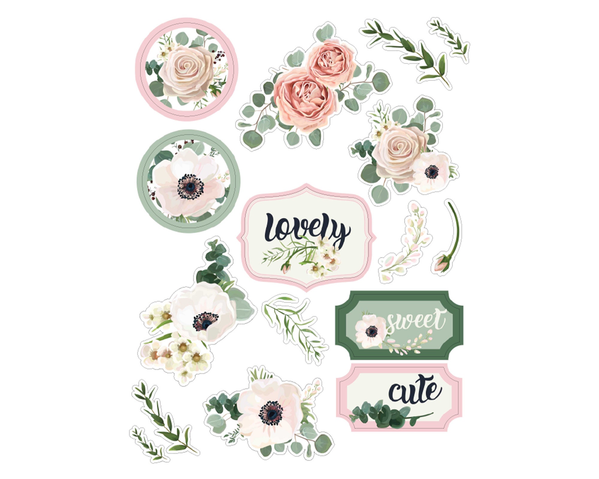 Flower Bundle, Vector Flower Art, Cricut Svg File, Craft, Procreate ...