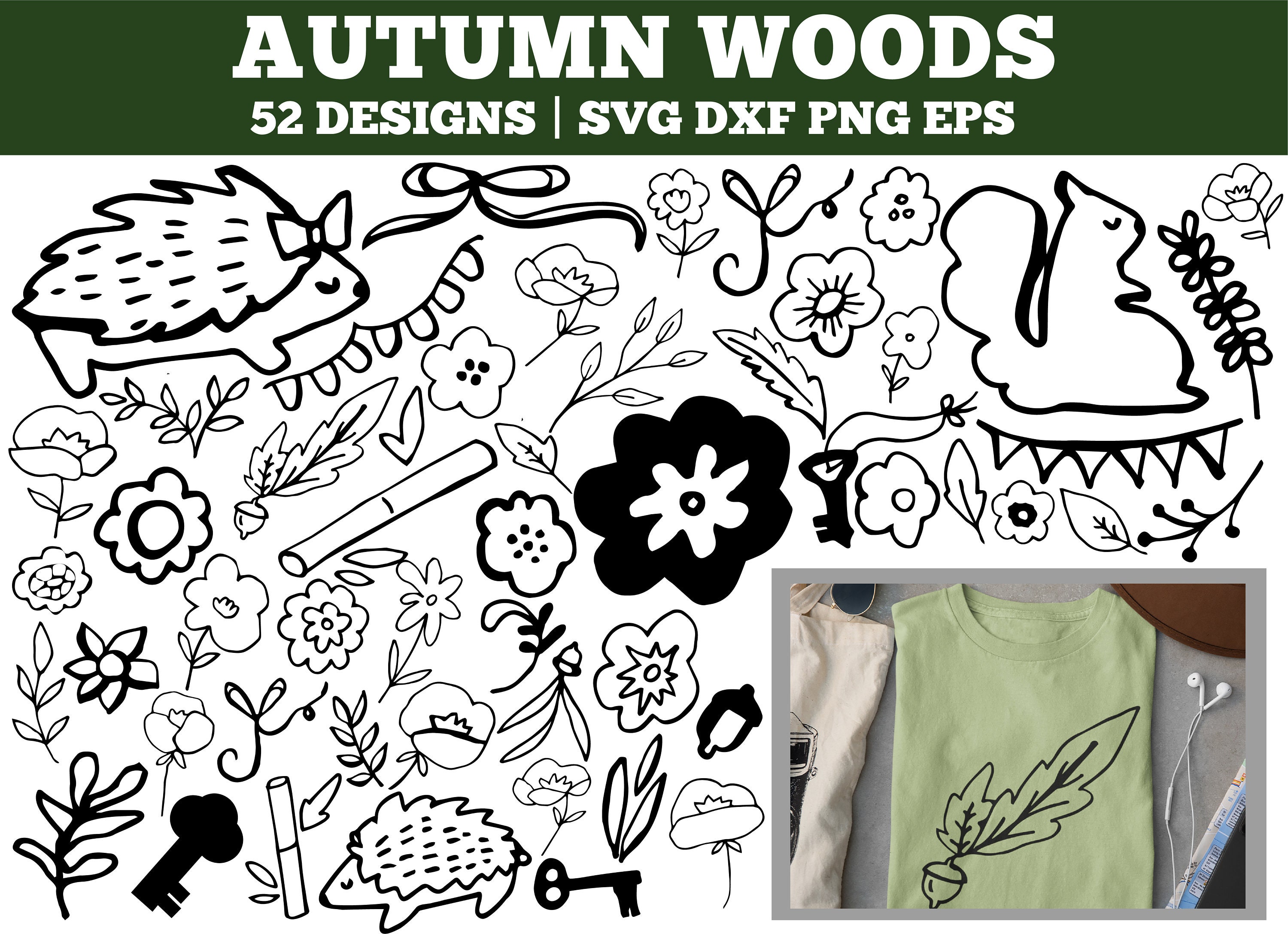 Autumn Clipart Bundle, Autumn Animals, Fall Flowers - Etsy