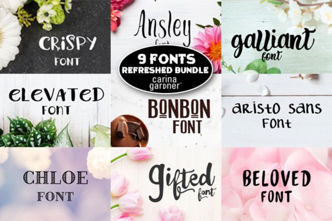 Refreshed Bundle Font Set of 9, Font Bundle, Bundle Set of Fonts ...
