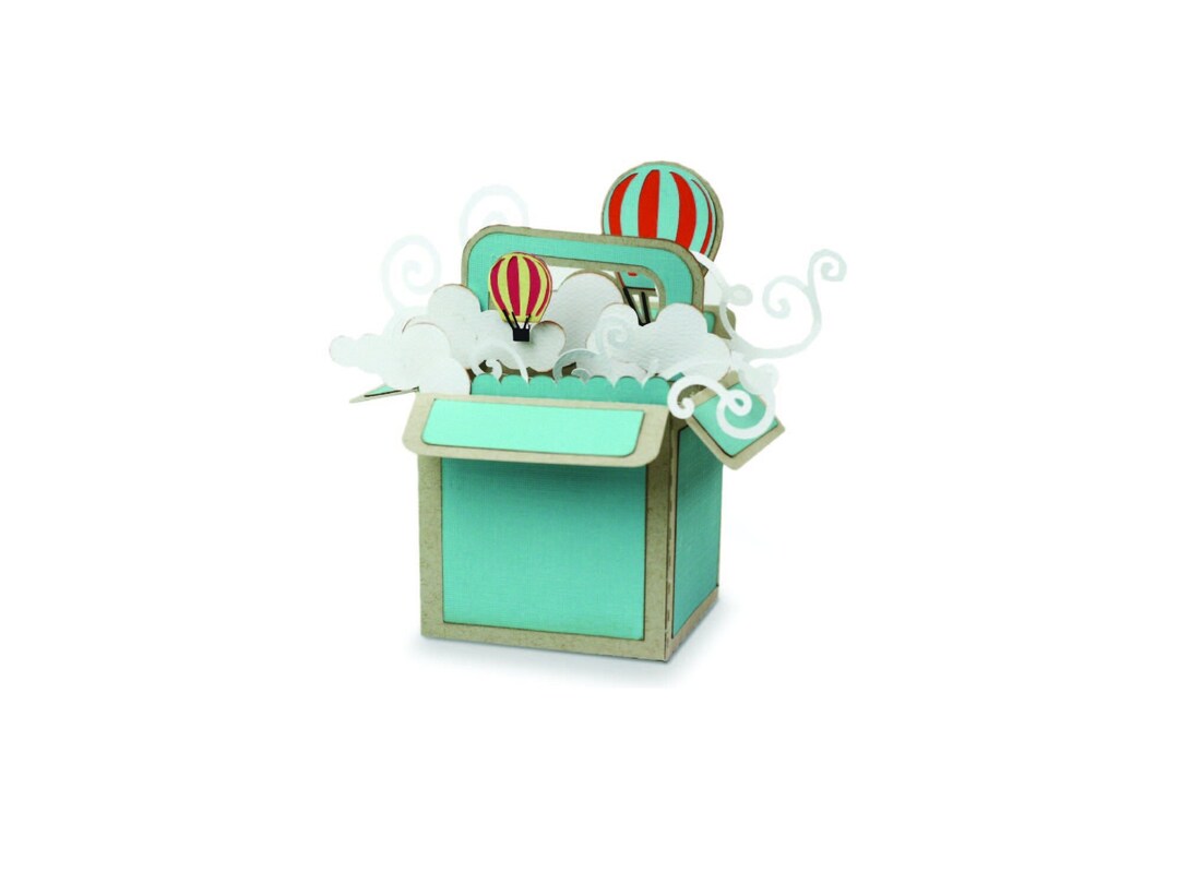 3D Greeting Card, Hot Air Balloon Box Card, Clouds Box Card, Cut File ...