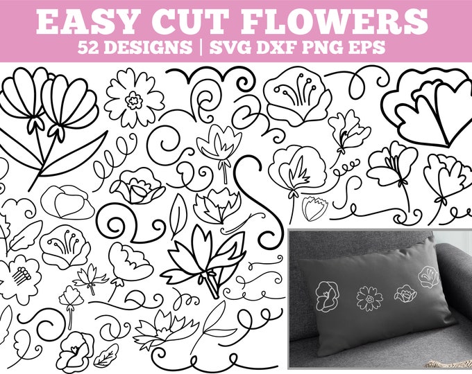 BIG SET! 44 Hand Drawn Flowers Clipart, Flower Element, Flower ...