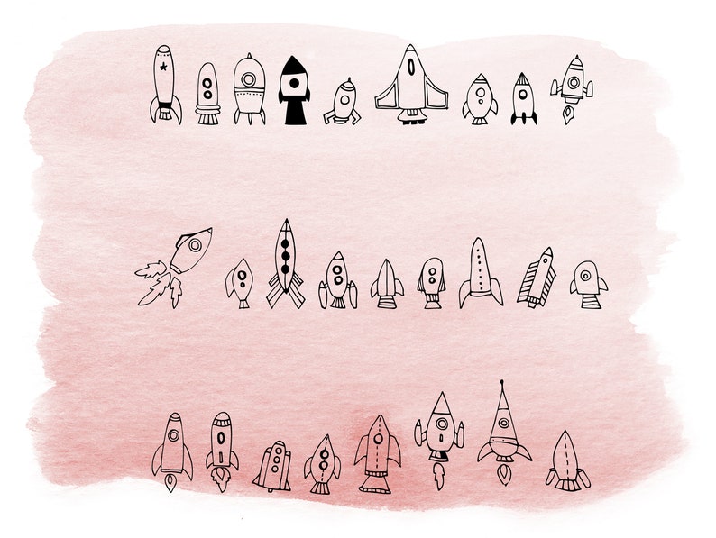Space Rockets Clipart, Cricut Svg File, Craft Font, Space, Rockets ...