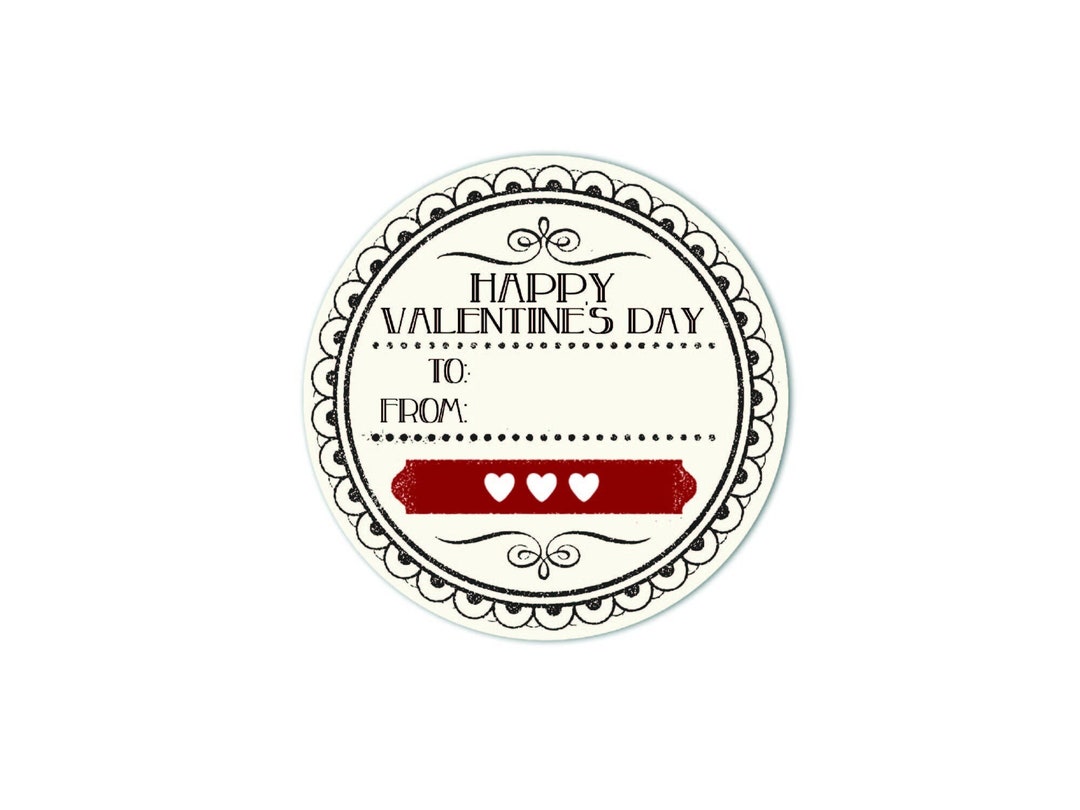 Printable Sticker, Valentine Tag, Clipart, Happy Valentine, Cut File ...