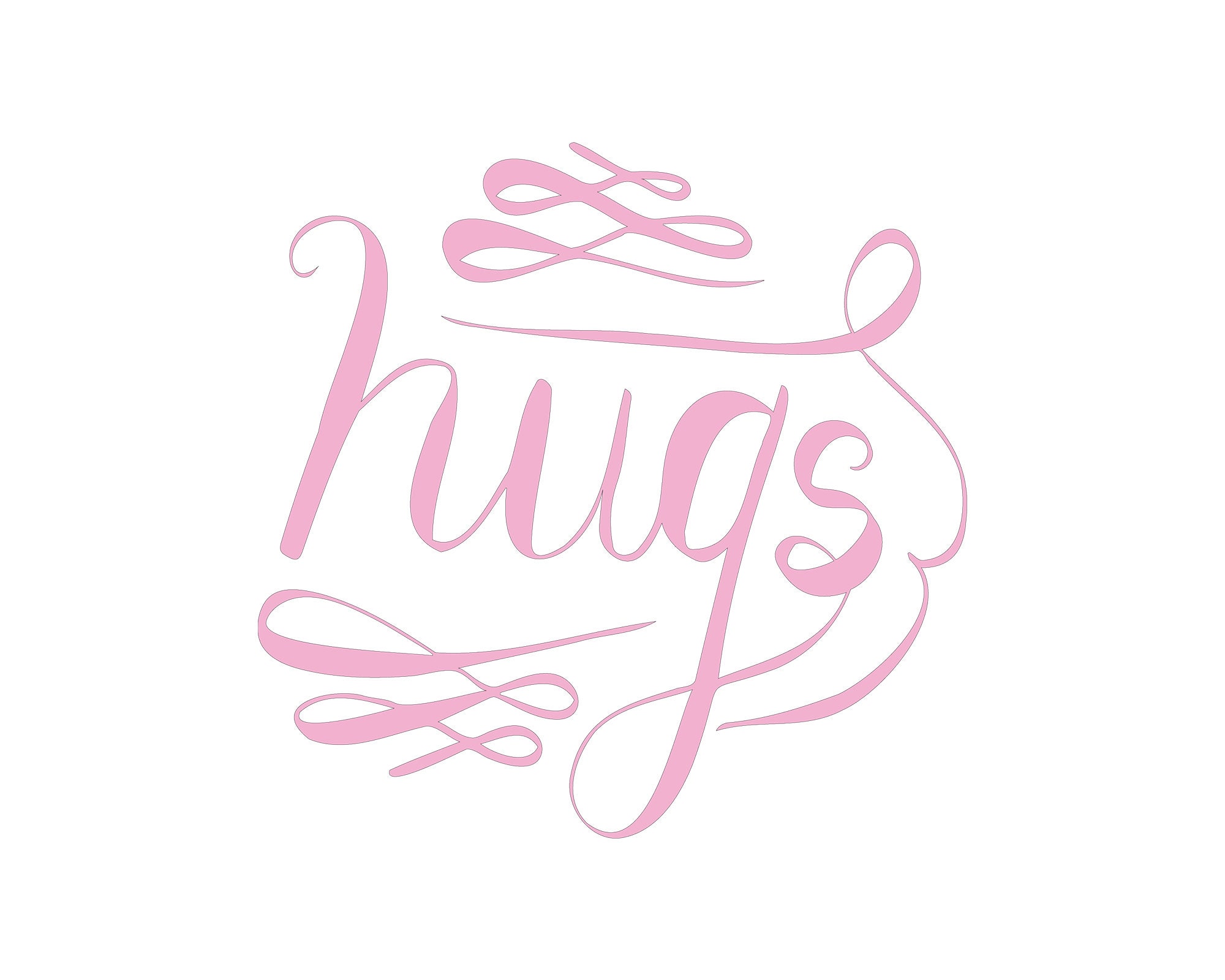 Flourish Hugs Svg, Clipart, Word Clipart, Cut Files for Cricut, for ...