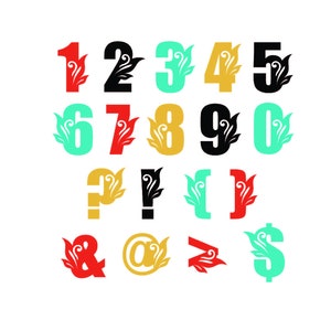 Leafy Numbers and Symbols Clipart, Cut File, Svg Bundle, Number Doodle ...