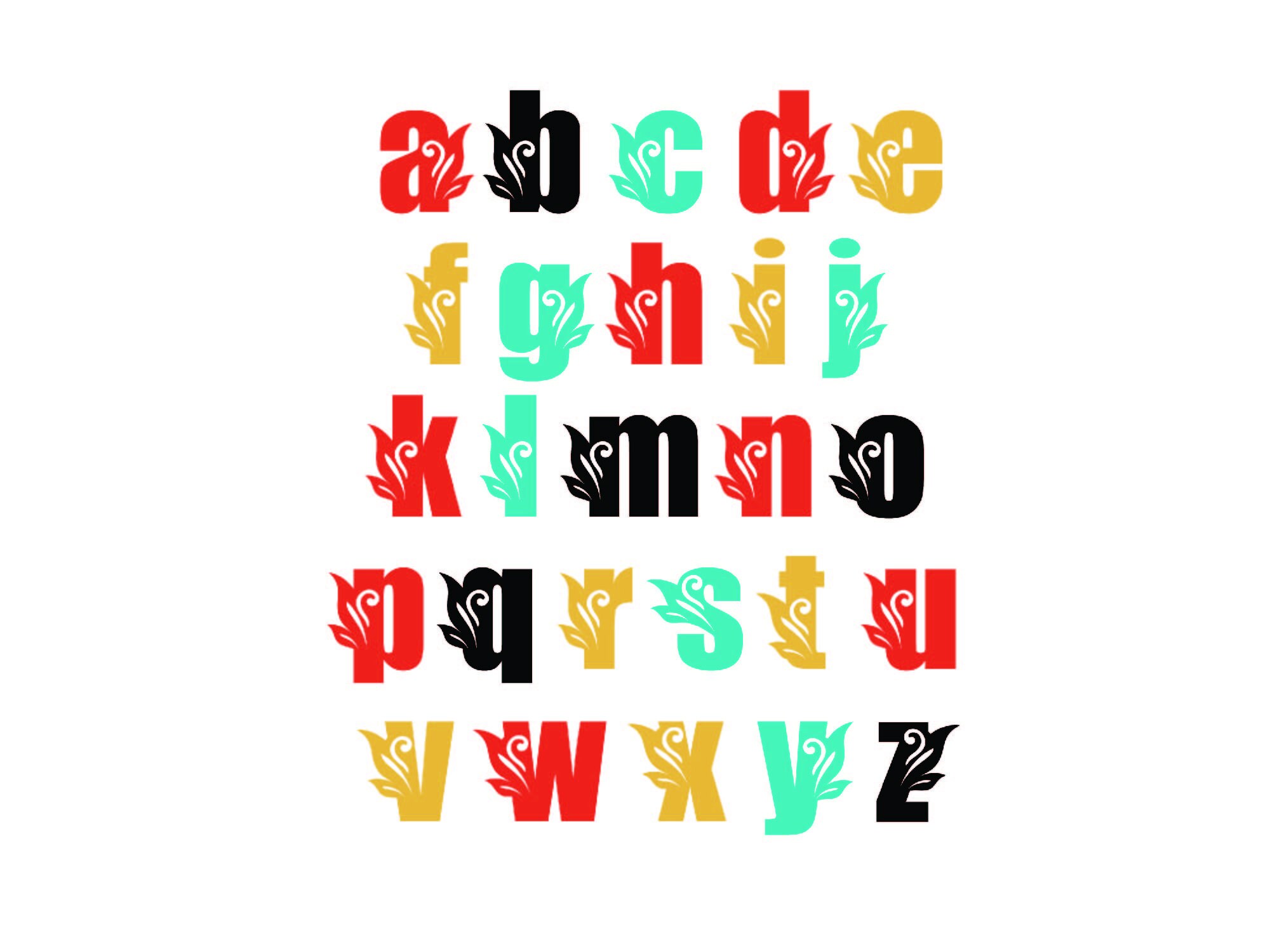 Doodle Letters Clipart, Svg Bundle, Leafy Alphabet, Alphabet Doodle Set ...