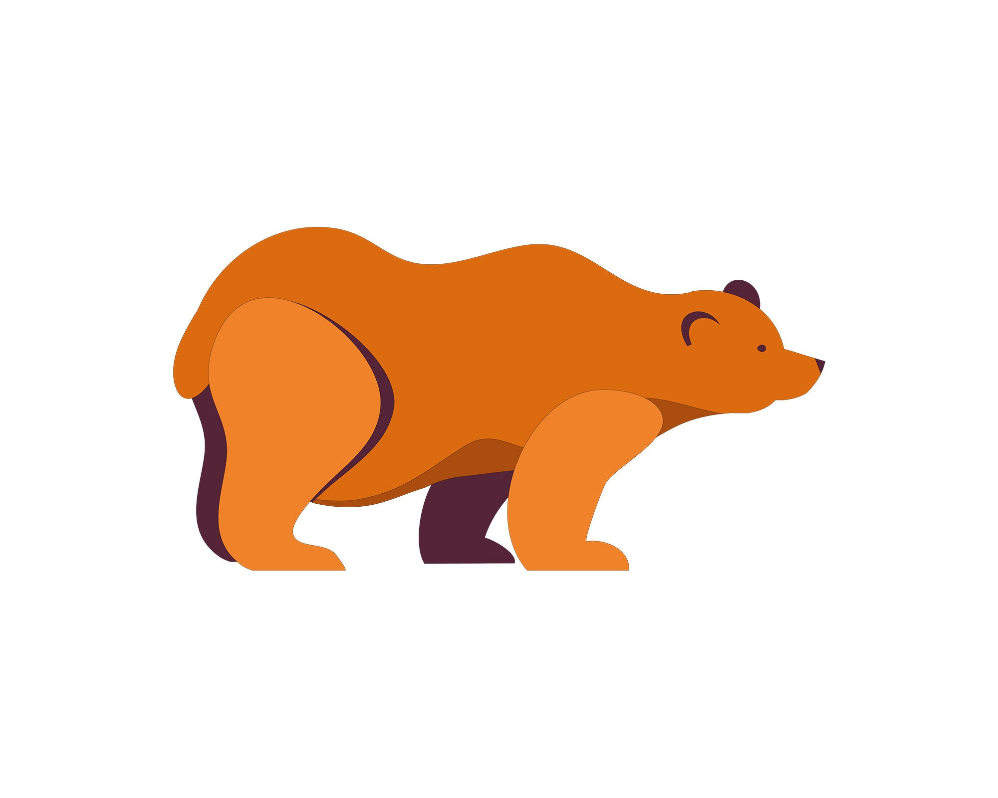 2D Bear Svg, Bear Clipart, Vector Art, Cut File, Cricut, Silhouette ...