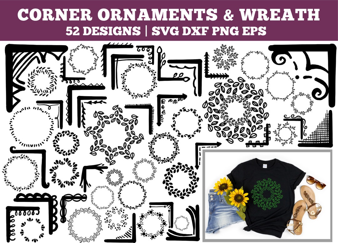 Corner Border SVG Bundle, Wreath Bundle, Corner Clipart for Cricut - Etsy