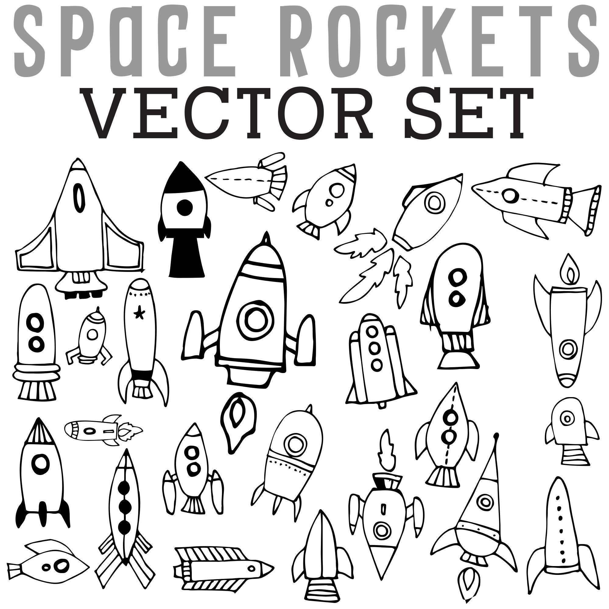 Space Rockets Clipart, Cricut Svg File, Craft Font, Space, Rockets ...