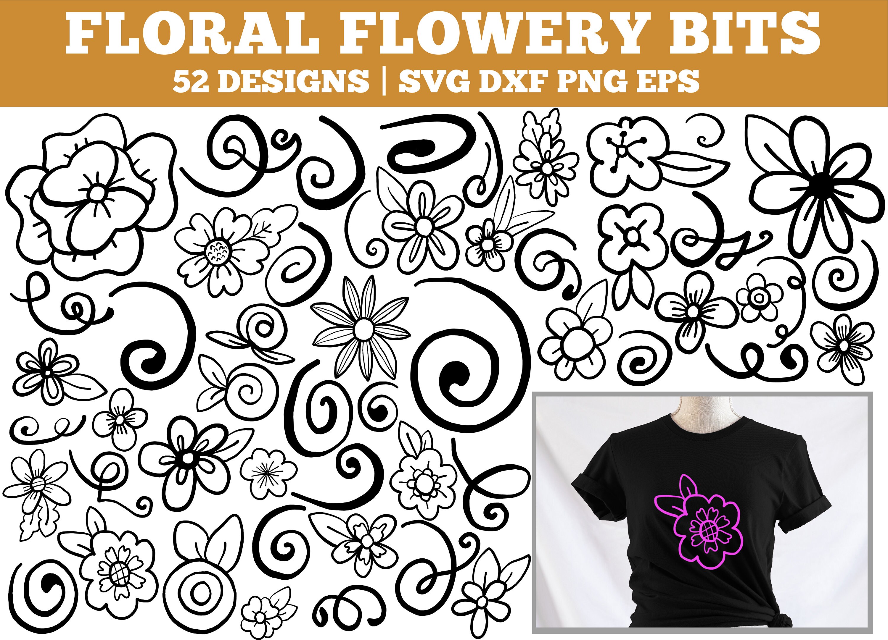 Floral Clipart Bundle, Flowers Bundle, Flower Clipart, Flower SVG ...