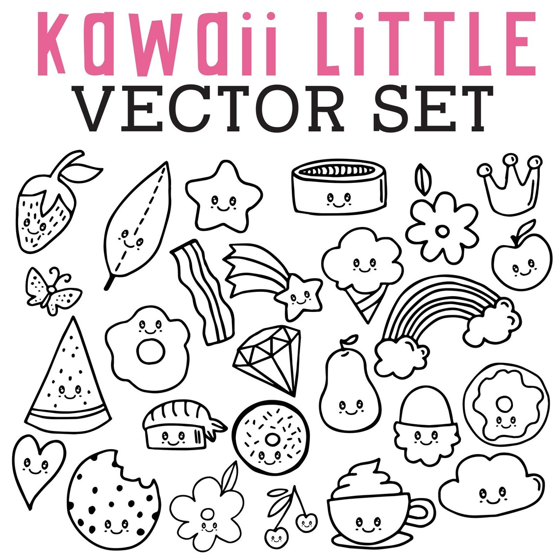Kawaii Clipart Vector Art Cricut Svg File Craft Font Svg - Etsy