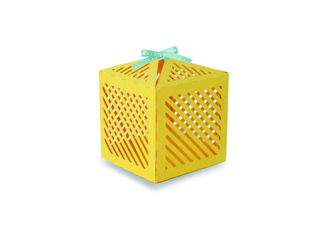 3D Box Svg, Stripped Box, Box Template, Party Favor Box, Gift Box, Cut ...
