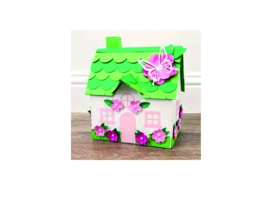 Paper Cottage SVG, 3d Spring Cottage, Paper House Template, Butterfly ...