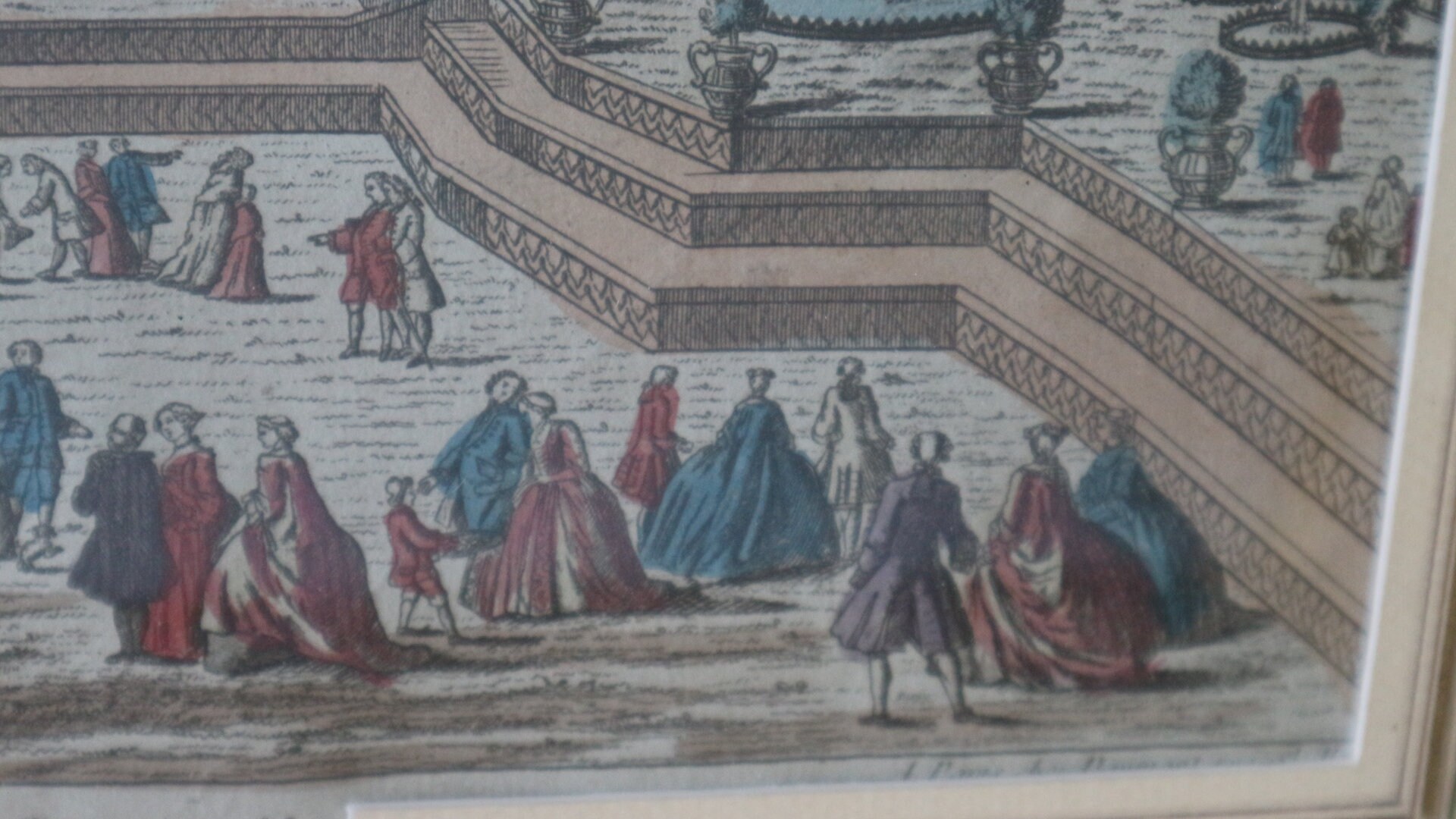 Optical View Engraving Colors Framed Eighteenth Room Groves Versailles ...