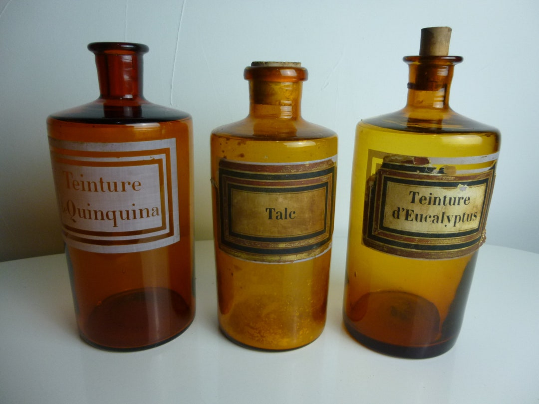 3 MEDICINE JARS Talc Cinchona Tincture Eucalyptus Tincture - Etsy