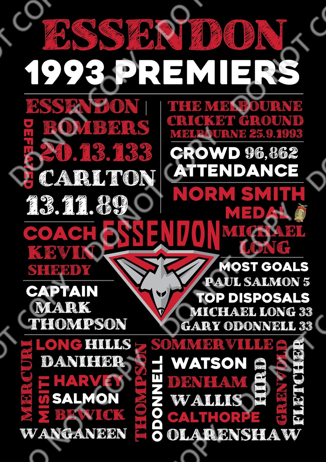 Essendon 1993 Premiers Poster - Etsy