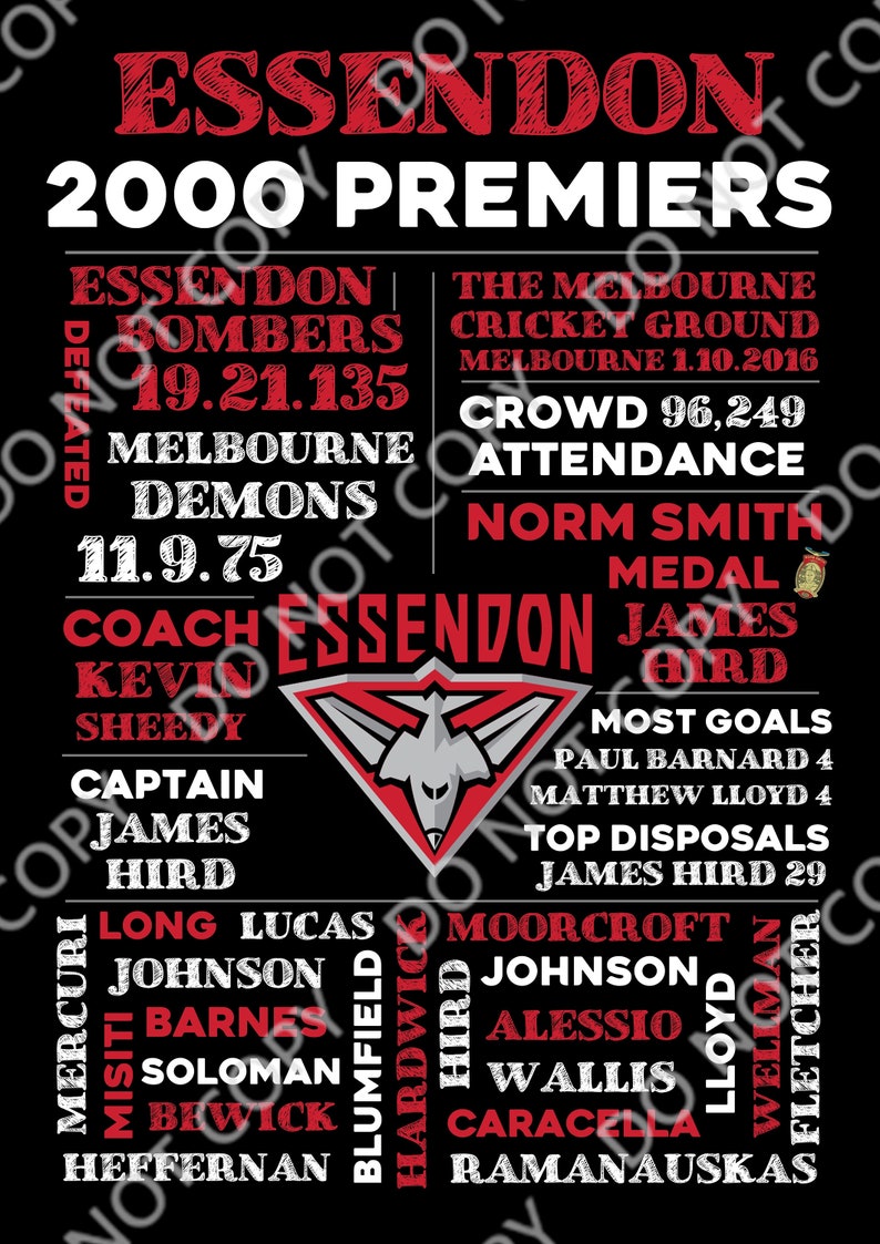 Essendon 2000 Premiers Poster - Etsy