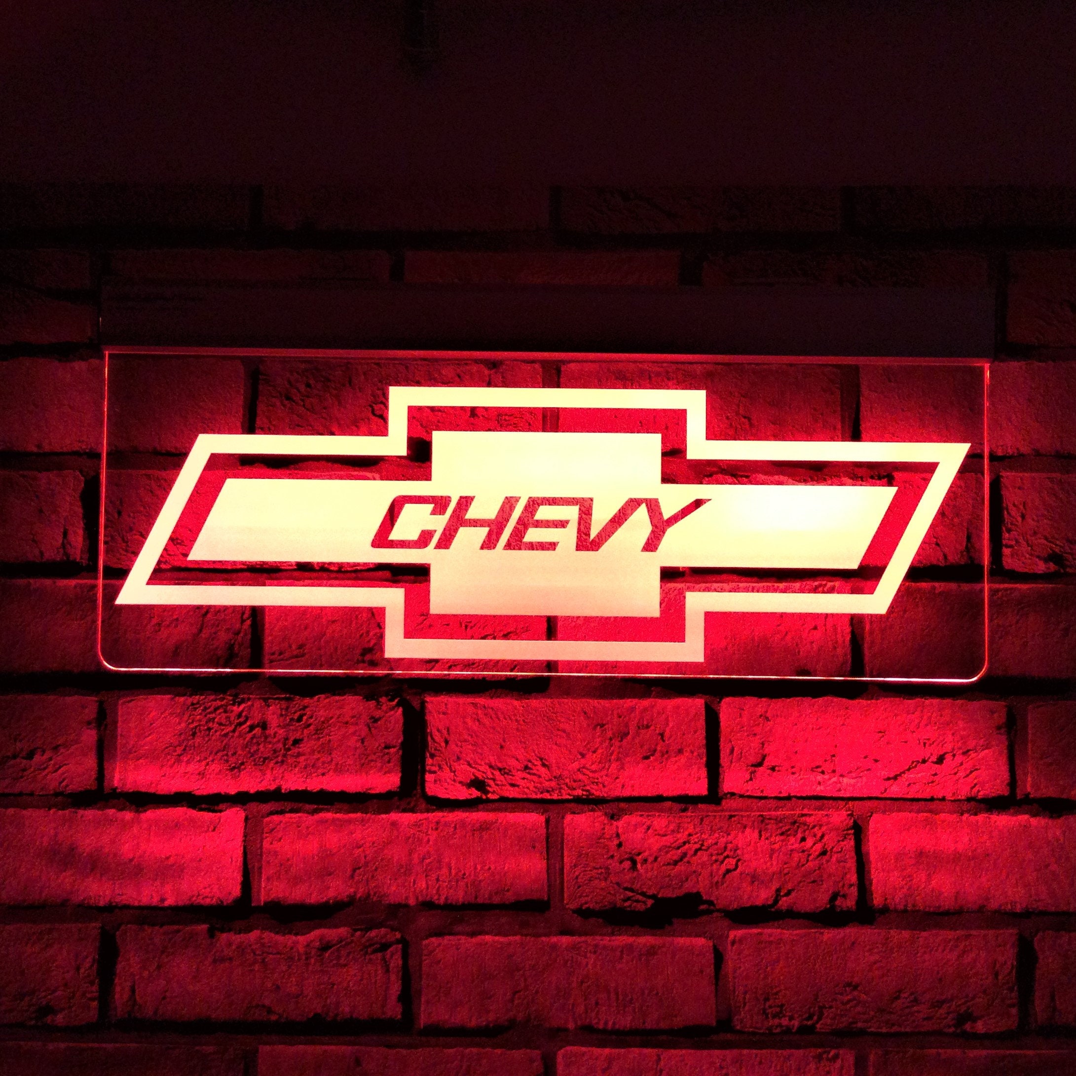 Red Chevrolet Logo Chevy Red Bowtie Emblem Flat Steel Sign