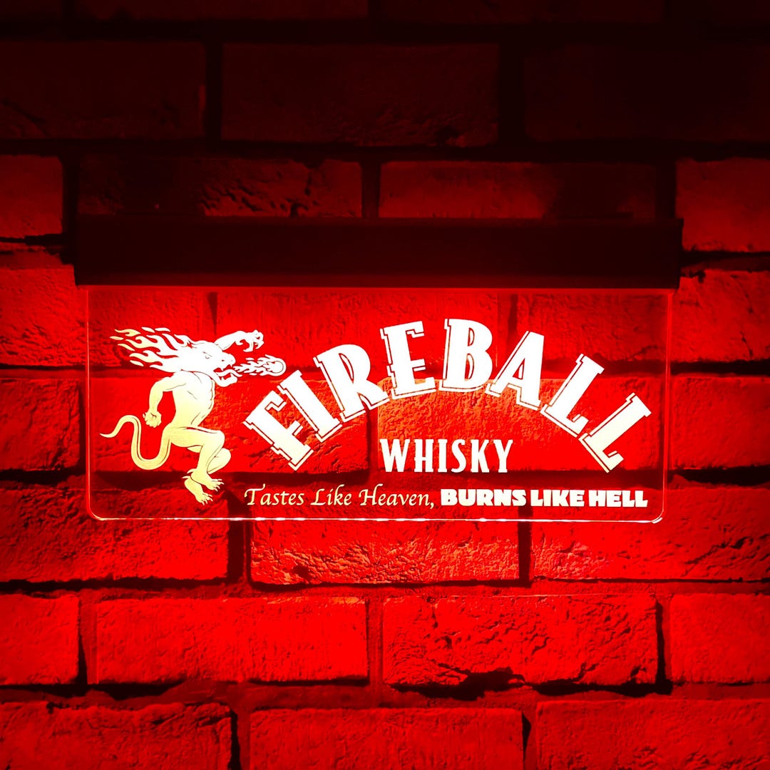 Fireball Whisky RGB LED Acrylic Sign | Led Bar Sign | RGB Led Sign ...