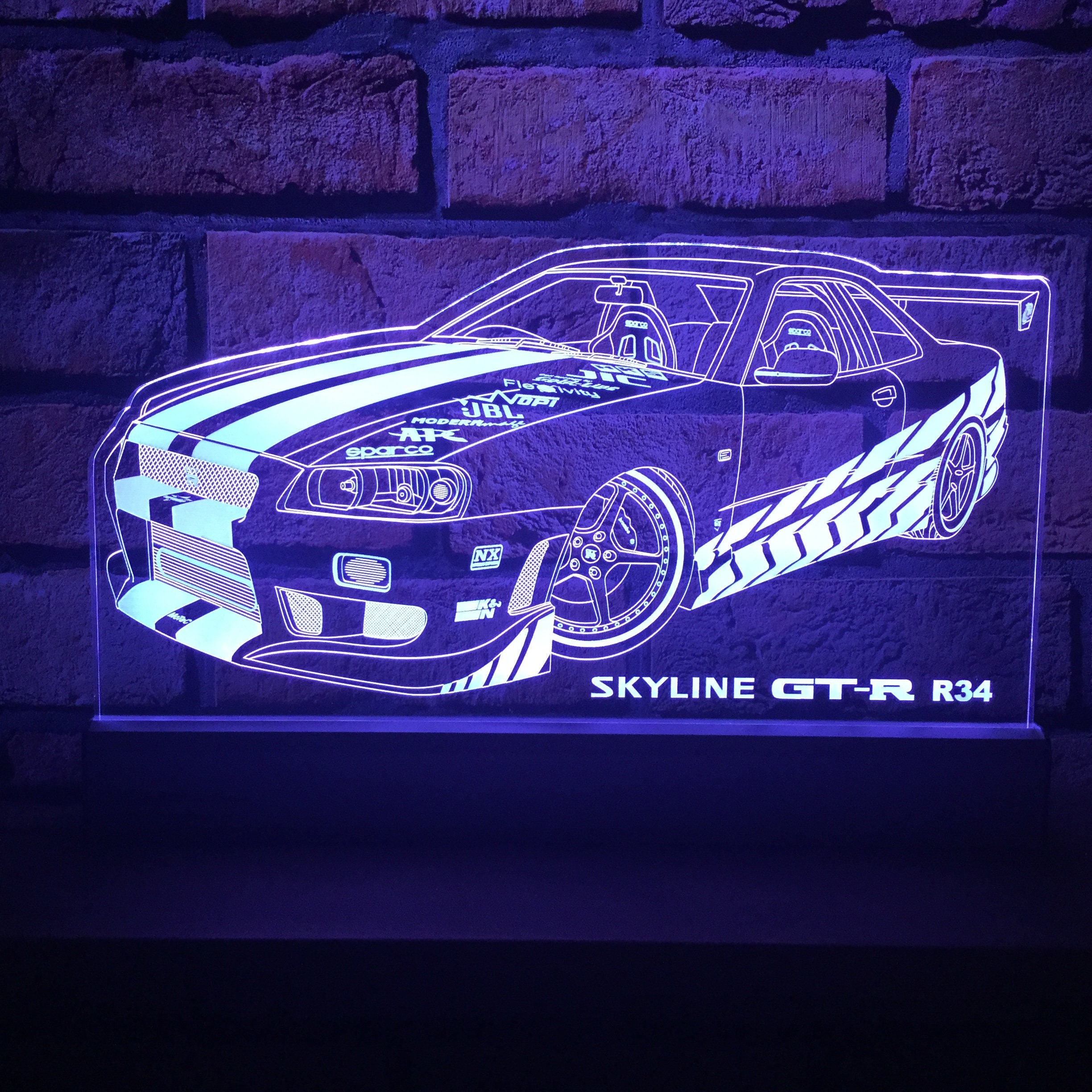 Nissan Skyline GT-R R34 RGB LED Acrylic Sign Led Bar Sign | Etsy