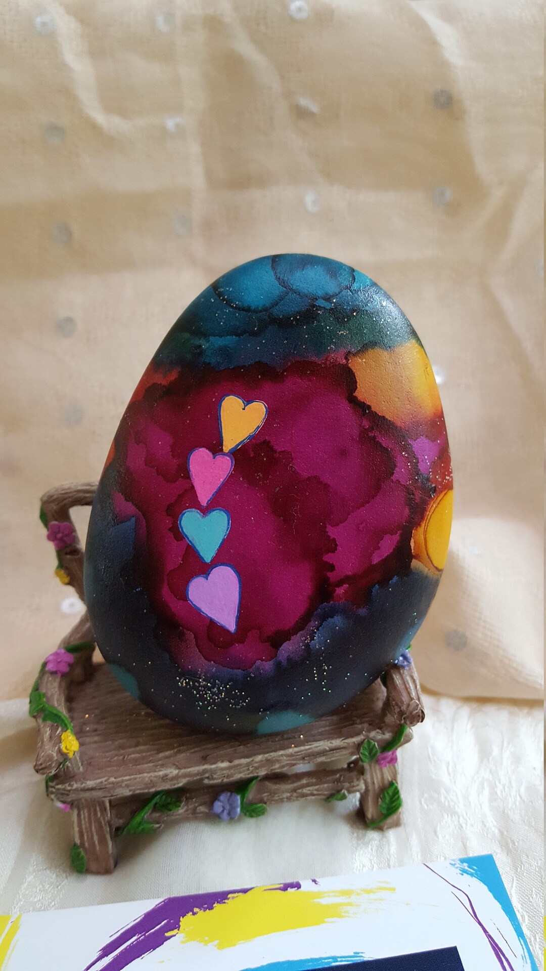 Hand-painted Rock, Stained-glass Effect, Hand-painted Heart Prints Rock ...