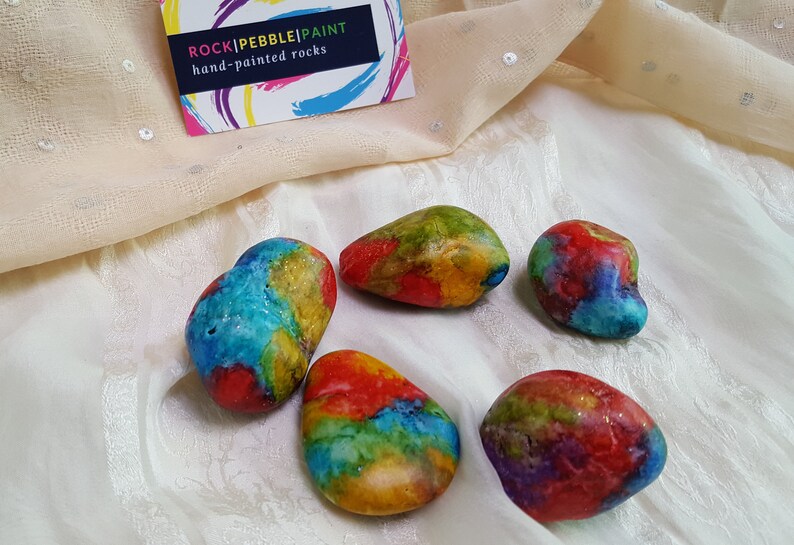 Hand-painted Rocks, Tie-dyed Effect - Etsy