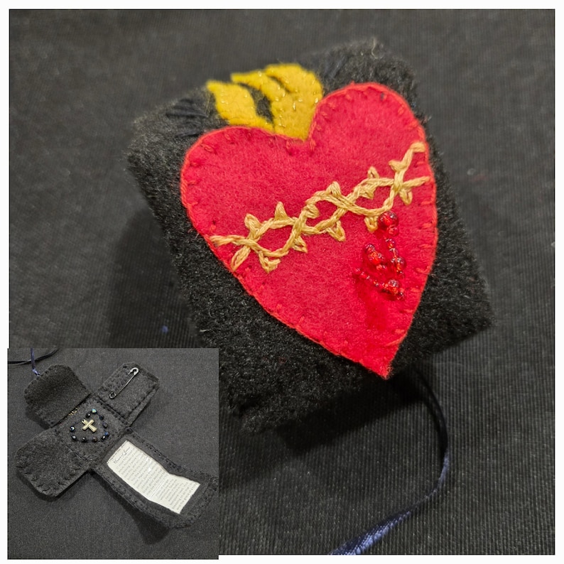 Pocket Alters, Cross Shaped, Religious Felt Keepsake, Sacred Heart ...