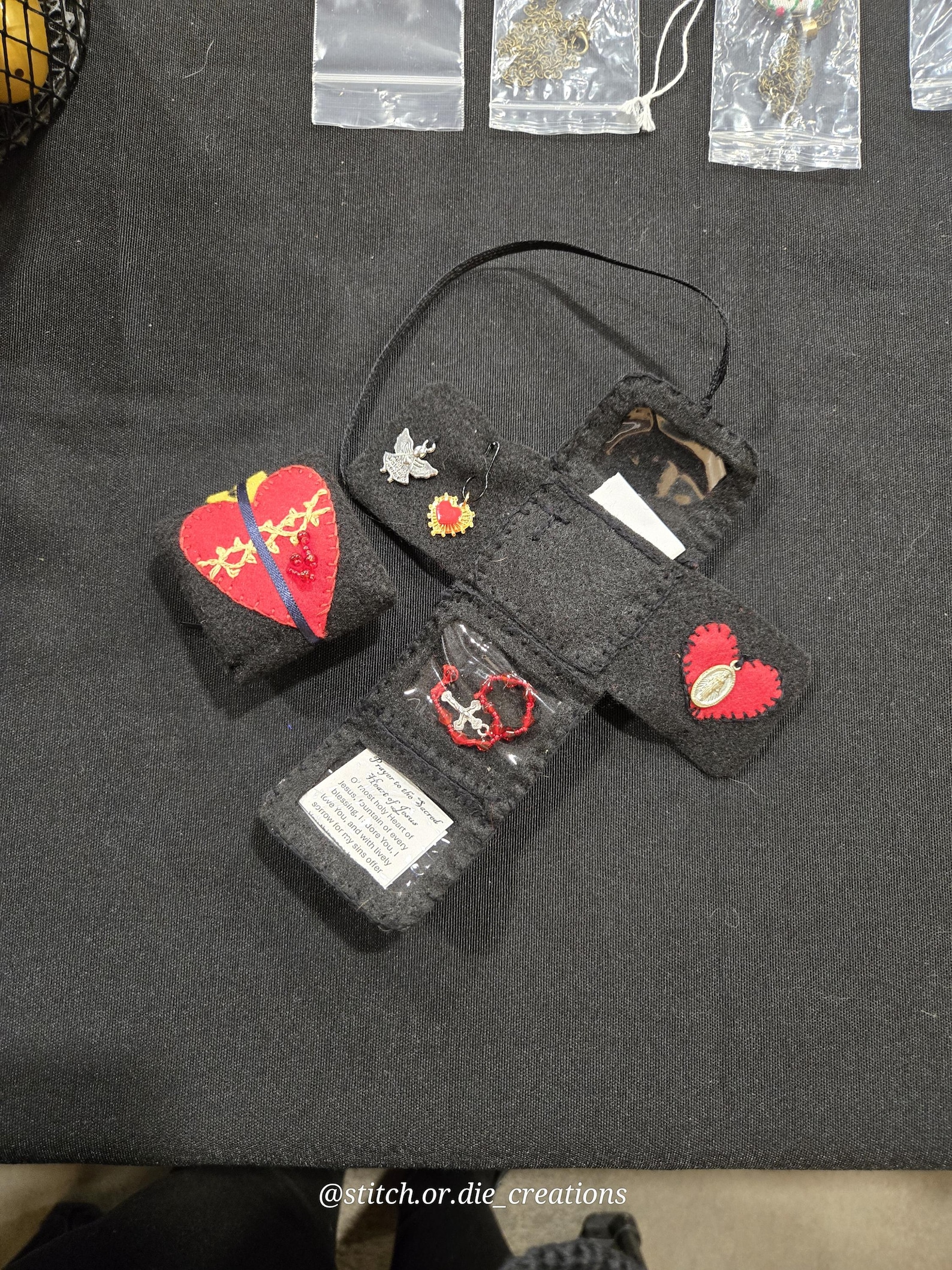 Pocket Alters, Cross Shaped, Religious Felt Keepsake, Sacred Heart ...