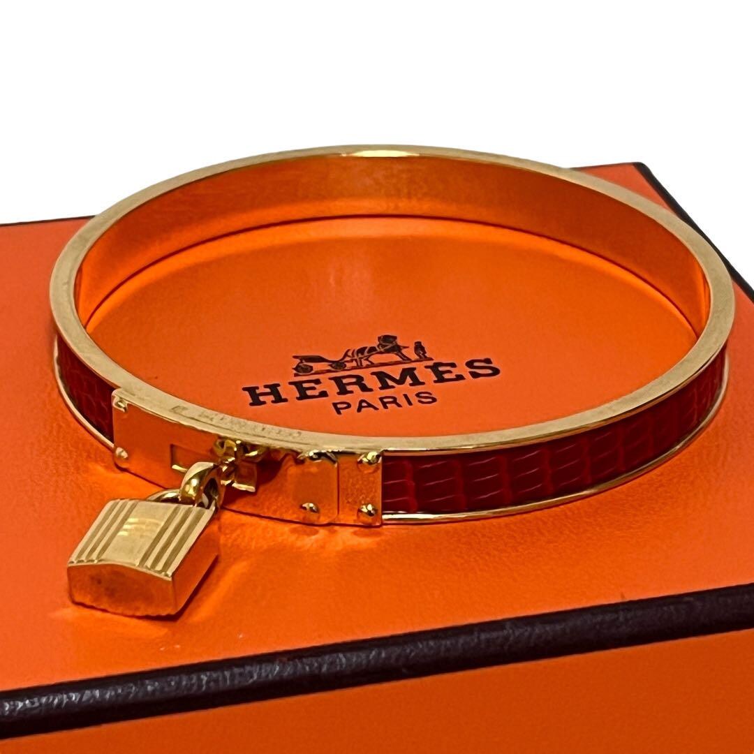 Auth HERMES Kelly Bangle Bracelet GP Leather Gold Red Used - Etsy