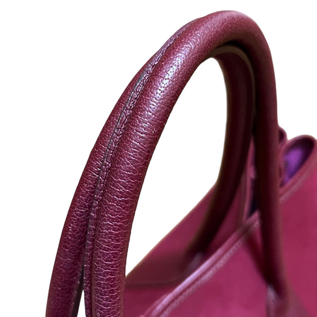 HERMES Tote Bag Garden Party PM Rouge Bag Canvas Leather I Stamp Auth ...