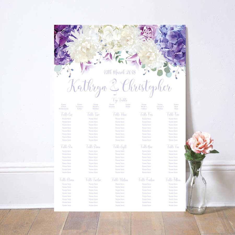 Table Plan Lilac Floral Rustic - Etsy