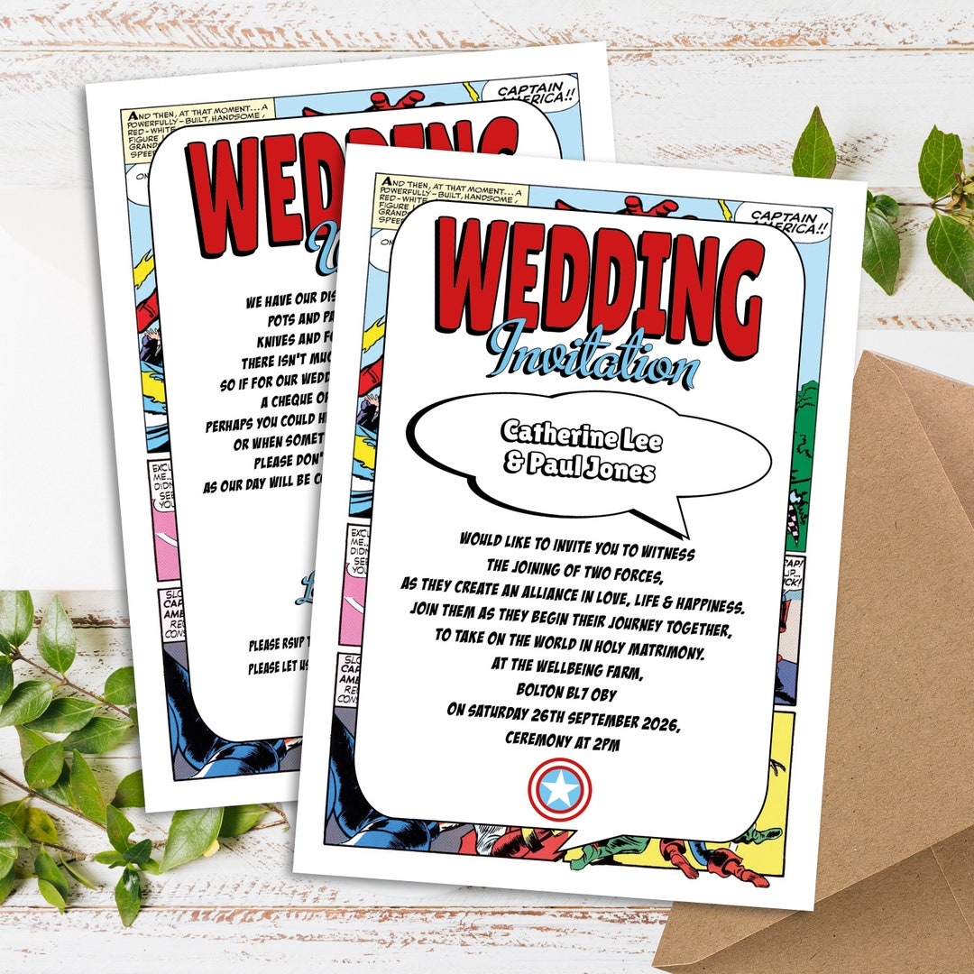 Comic Book, Marvel Style Wedding Invitation - Etsy