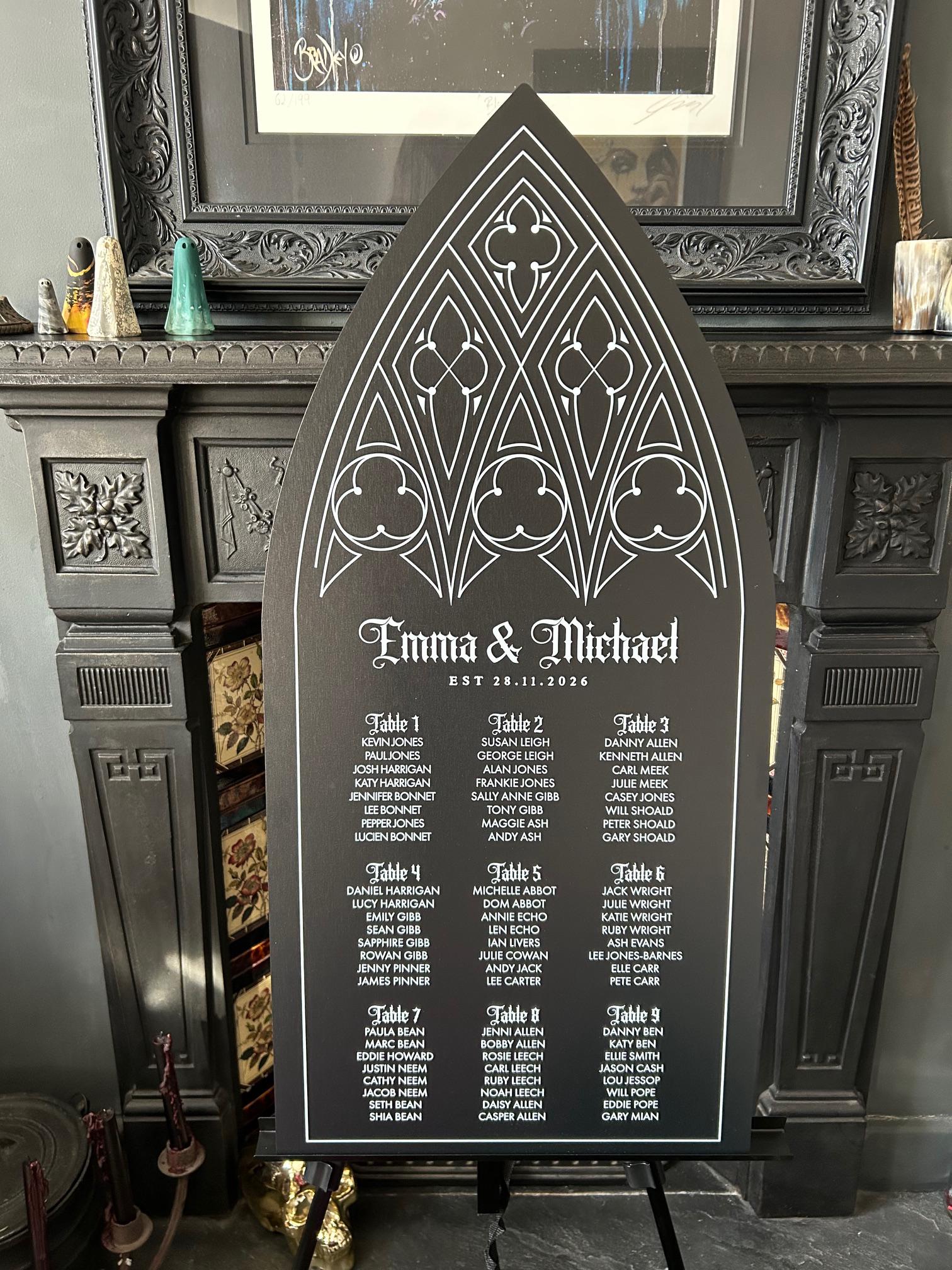 Gothic Arch Seating Plan, Table Plan - Etsy UK
