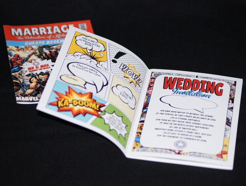 Comic Book Marvel Style Wedding Invitation Booklet SAMPLE - Etsy 日本