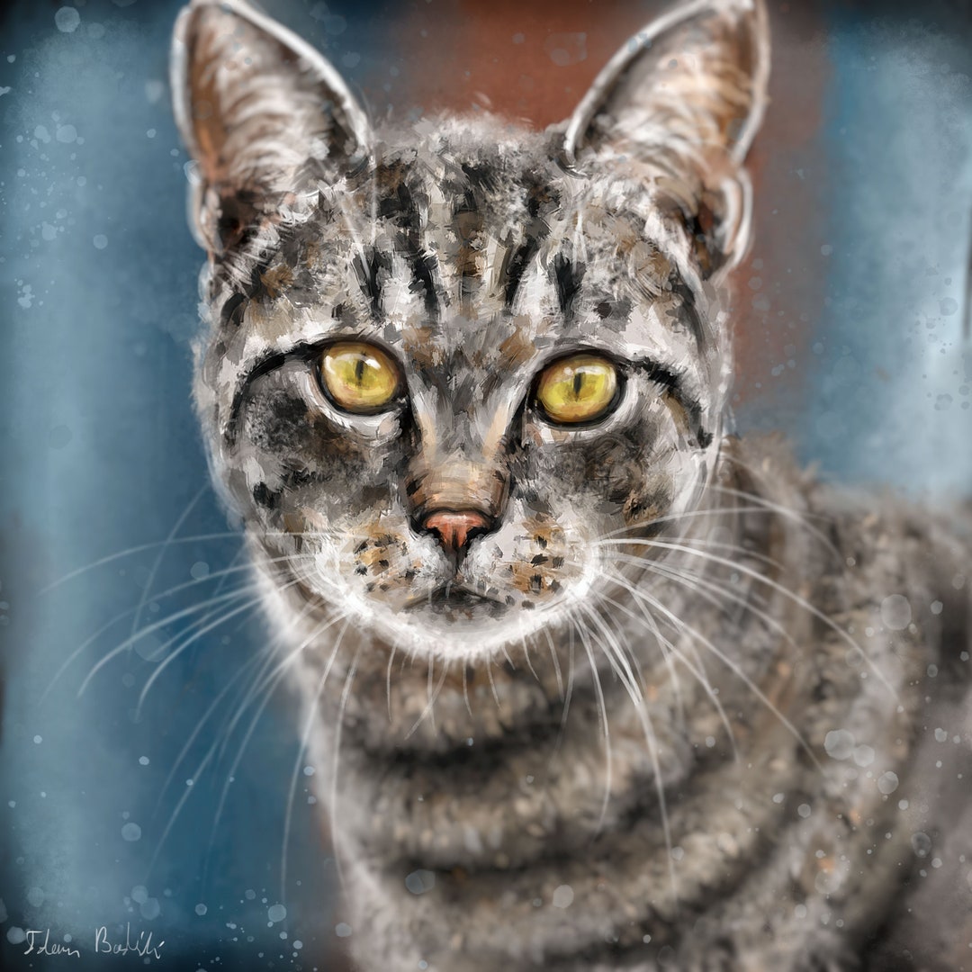 Gray Cat Painting for Cat Parents Gift for Cat Lovers Original Wall Art ...