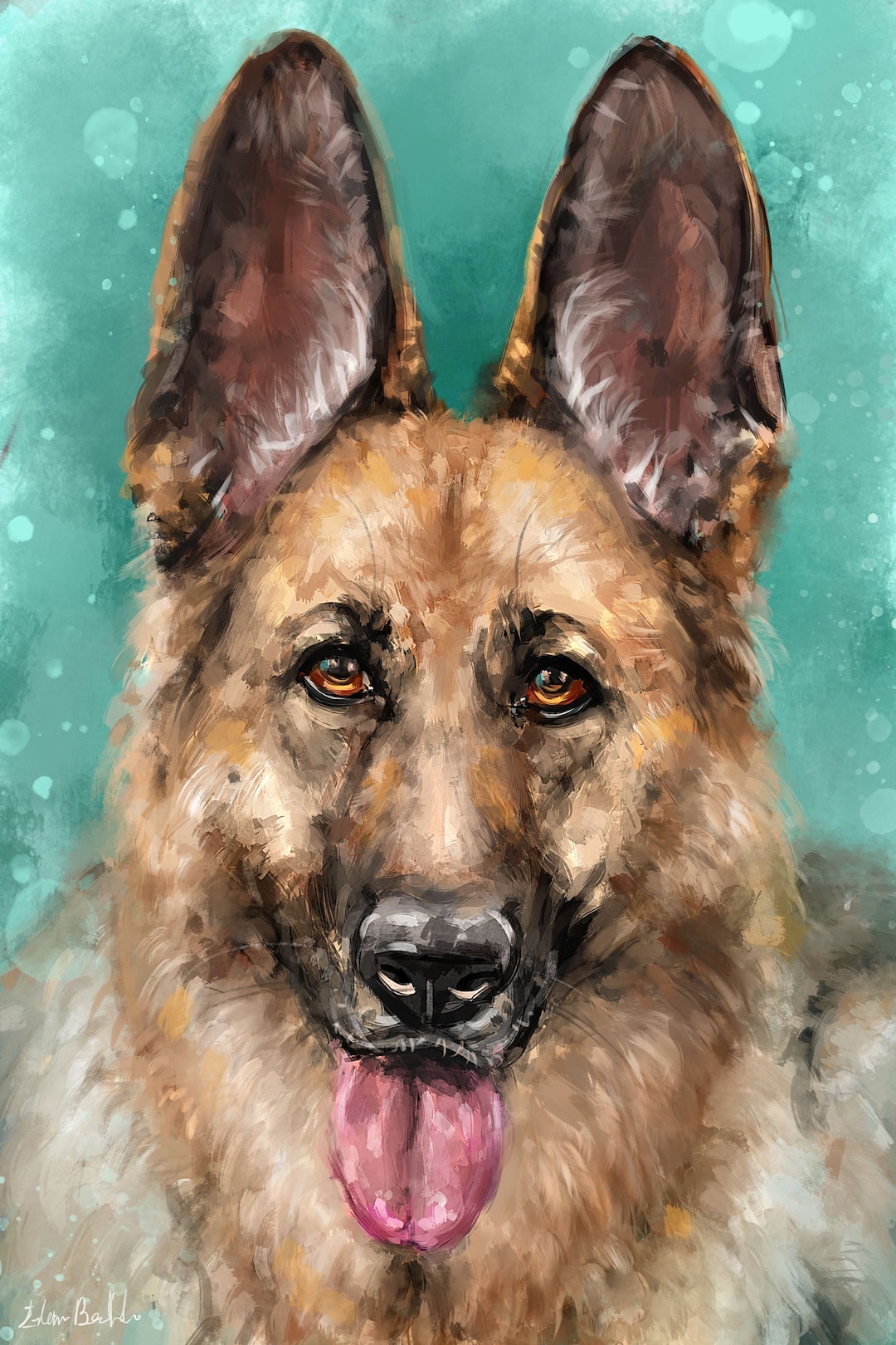 German Shepherd Painting for Dog Lovers Art for German Shepherd Owners ...