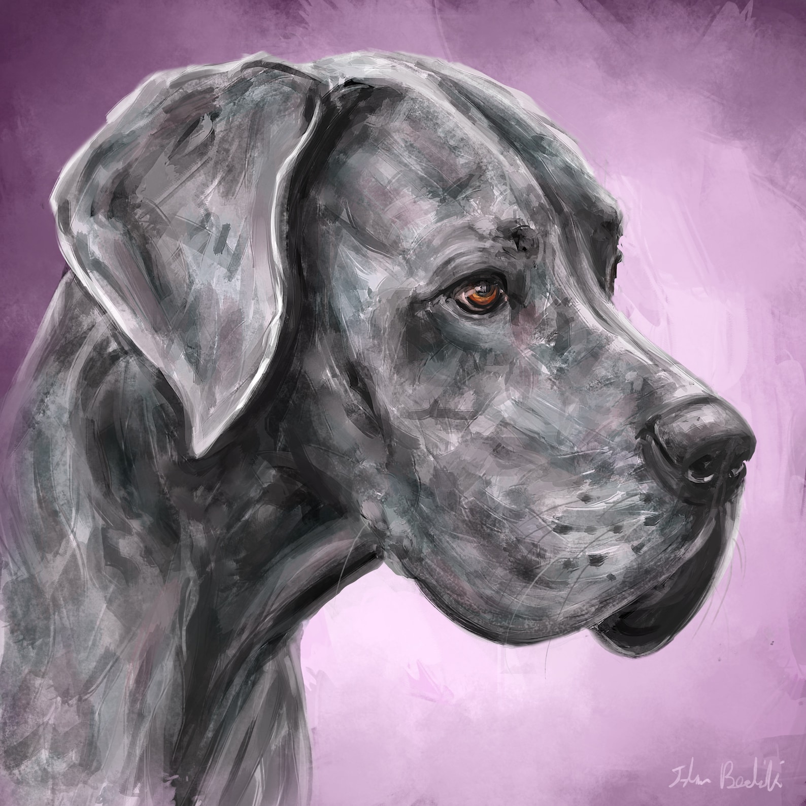 Great Dane Painting for Dog Lovers Art for Great Dane Owner Wall Decor ...