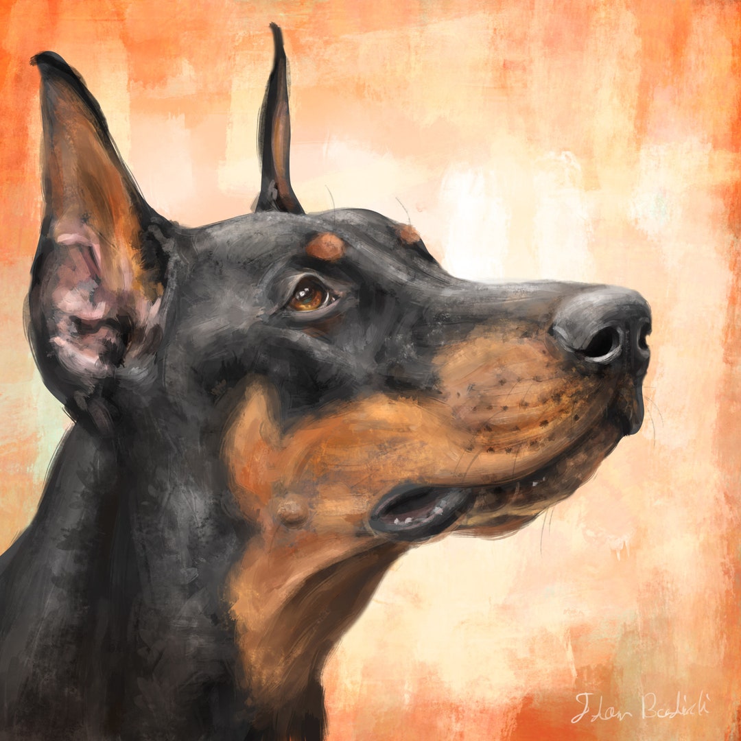 Doberman Pinscher Painting for Dog Parent Gift for Doberman Lovers Wall ...