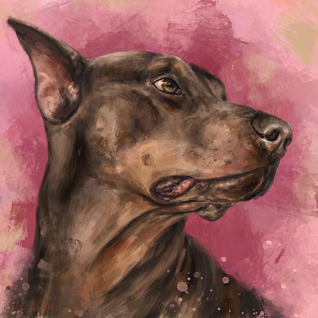 Doberman Pinscher Painting for Dog Lovers Art for Doberman Owners Wall ...