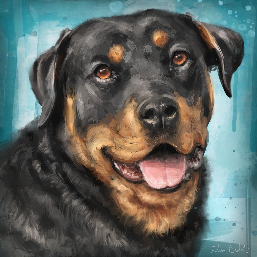 Rottweiler Painting for Dog Lovers Art for Rottweiler Owners Wall Decor ...