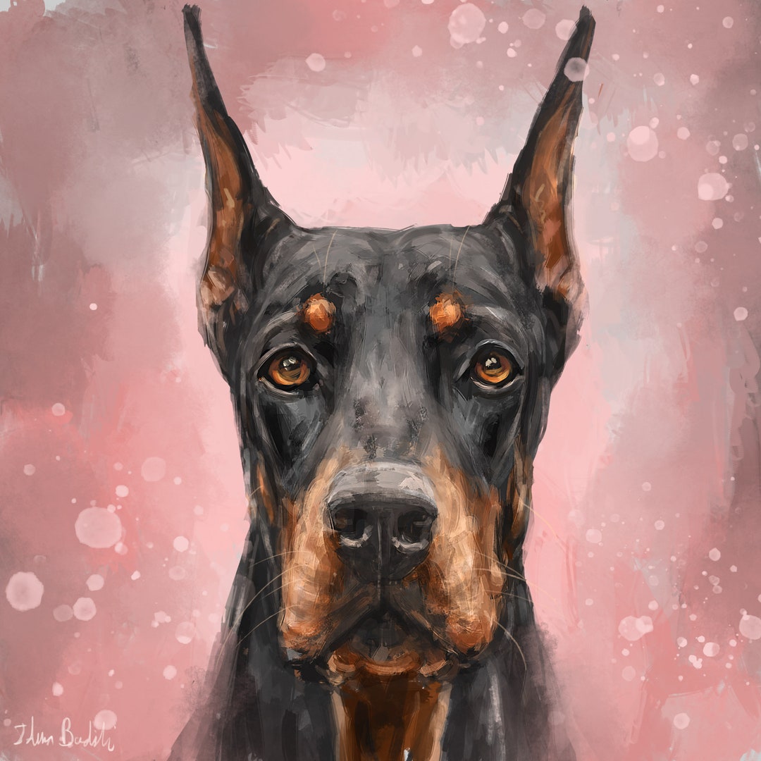 Doberman Pinscher Painting for Dog Lovers Art for Doberman Owners Wall ...