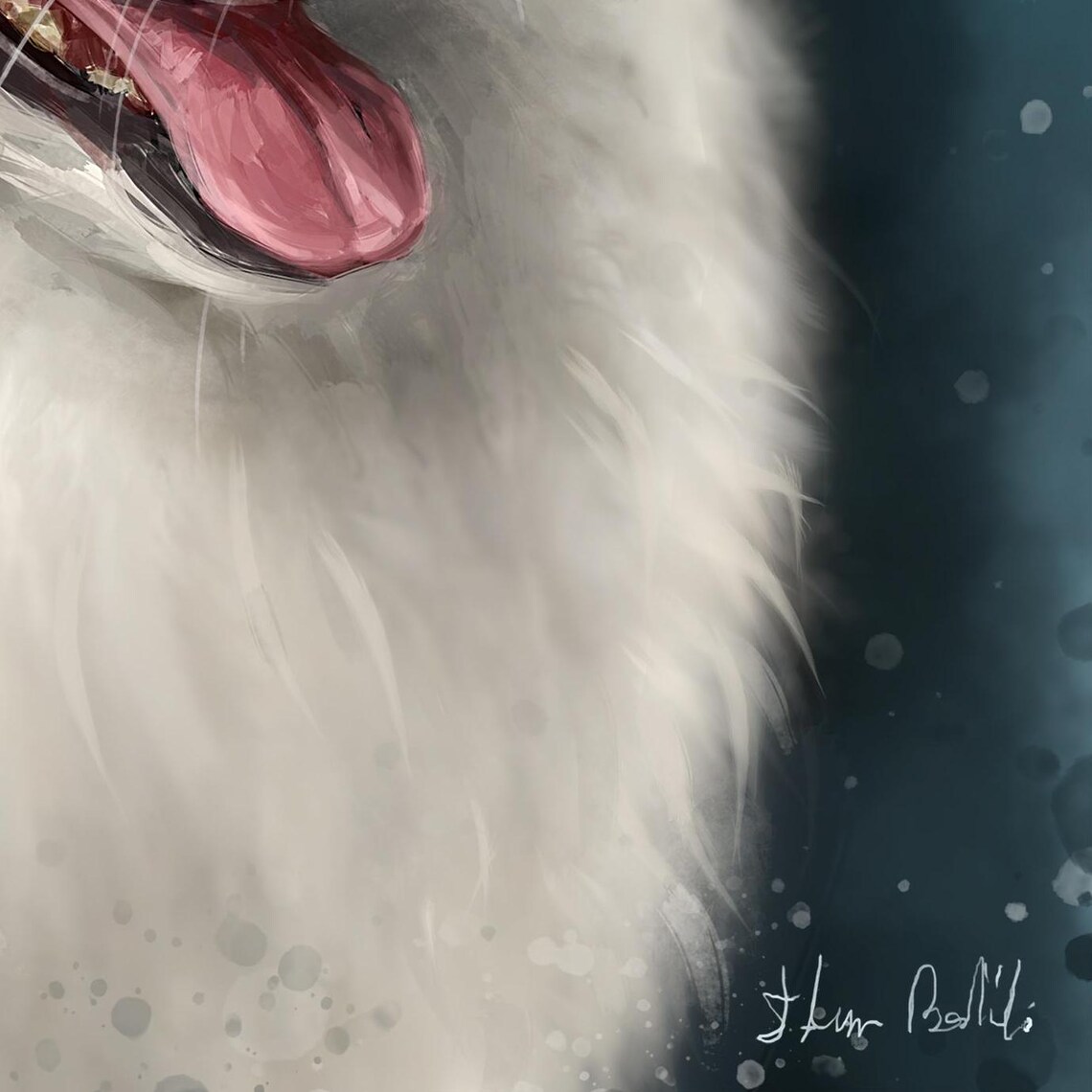 White Japanese Spitz Painting for Dog Lovers Art for Dog Owners Wall ...