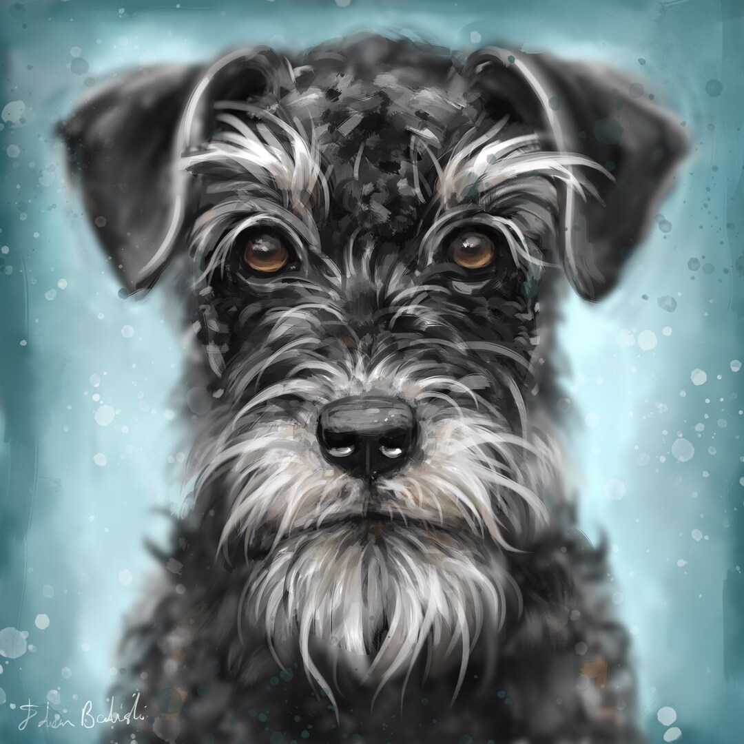 Schnauzer Painting for Dog Parents Gift for Schnauzer Lovers Wall Art ...