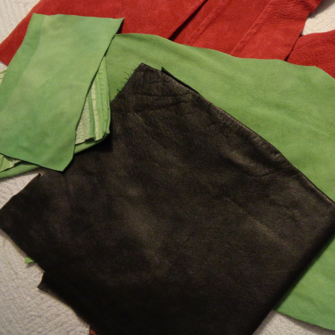 Assorted 1 Pound Lot of Leather and Suede Scraps Brown Red Black Crafts ...
