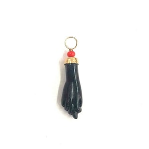 14K Gold La Mano De Azabache Black Figa Hand Amulet - Etsy