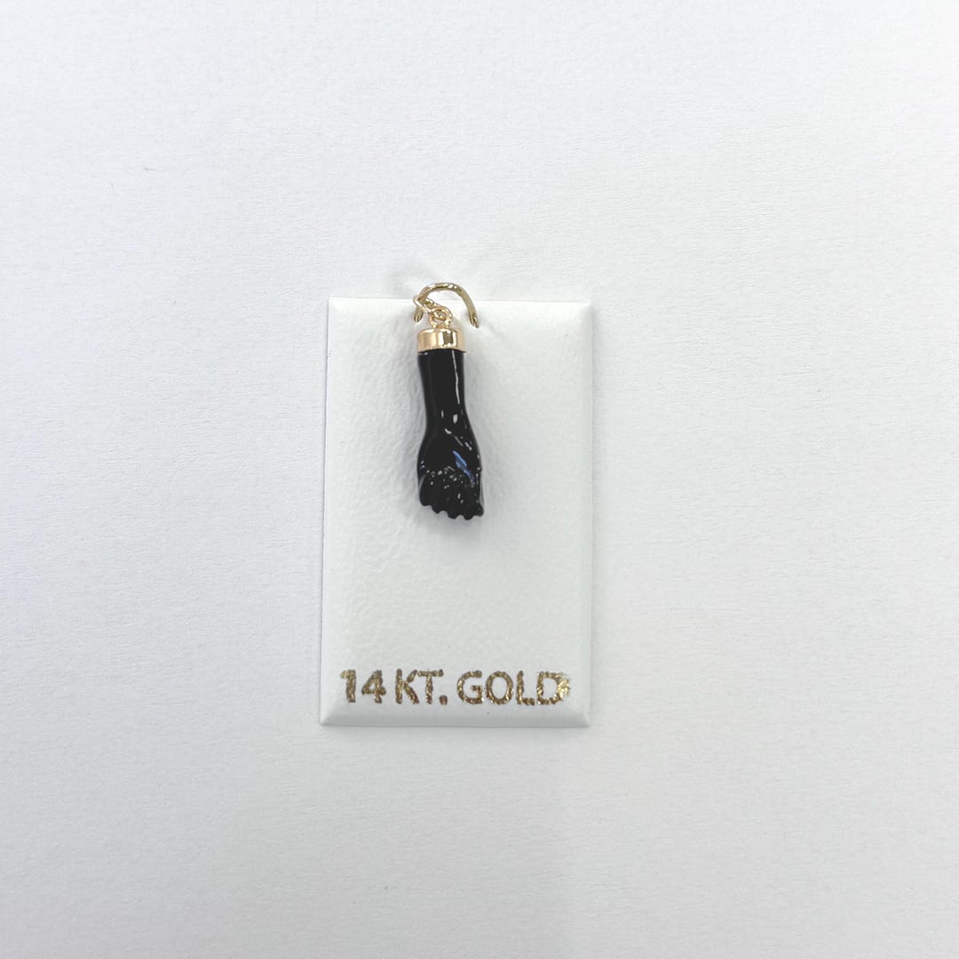 14 Karat Gold La Mano De Azabache Black Figa Hand Amulet Charm - Etsy